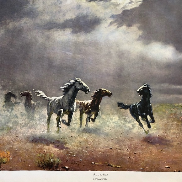 Vintage | Art | Vintage August Albo 962 Free As The Wind Equestrian Art ...